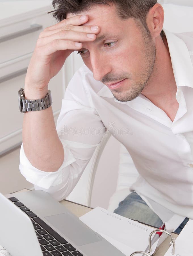 Stressed man in office stock photo. Image of head, career - 35355488