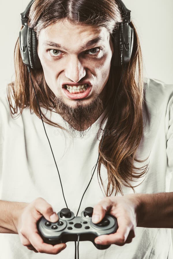 Stressed Man Playing on Pad Stock Image - Image of aggressive, games ...