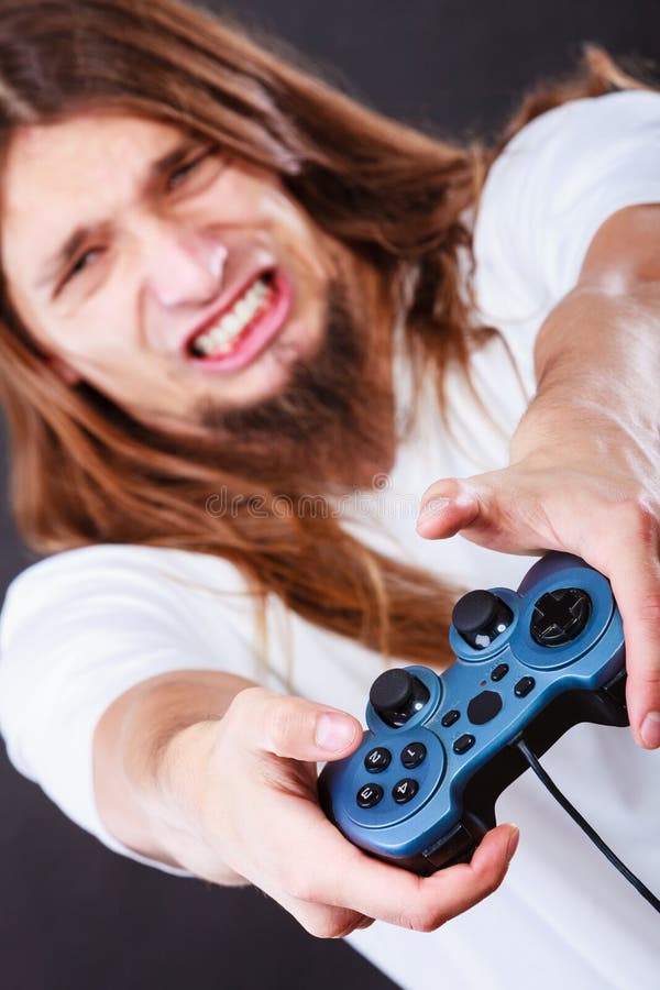 Stressed Man Playing on Pad Stock Image - Image of games, gaming: 67504143
