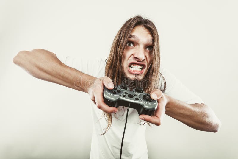 Stressed Man Playing on Pad Stock Image - Image of aggressive, games ...