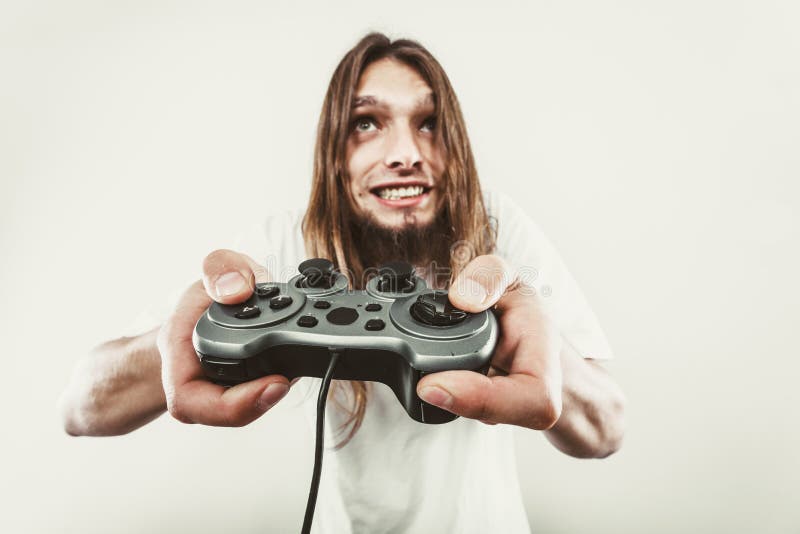 Stressed Man Playing on Pad Stock Photo - Image of console, stress ...