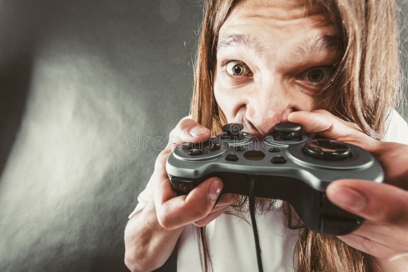 Stressed Man Playing on Pad Stock Image - Image of aggressive, games ...