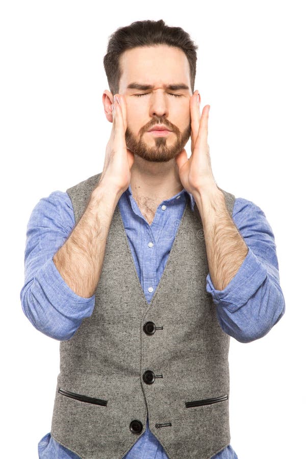 Frustrated Old Man in White. Many Problems. Stock Image - Image of ...
