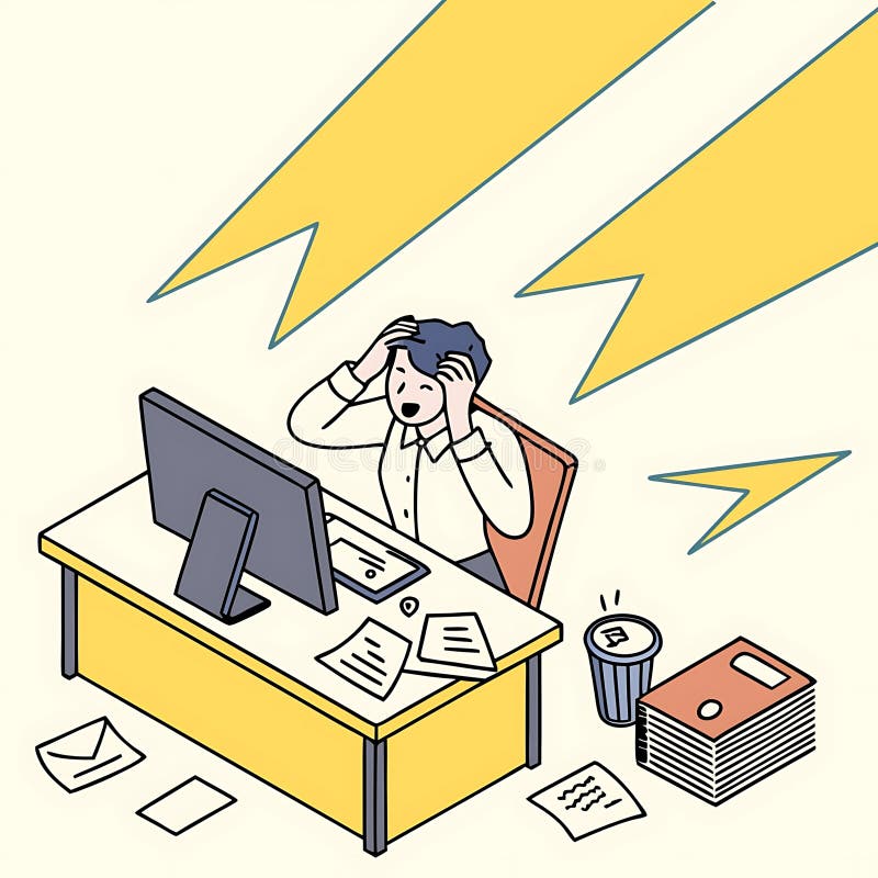 Stressed Office Worker Facing Overwhelming Workload Stock Photo ...