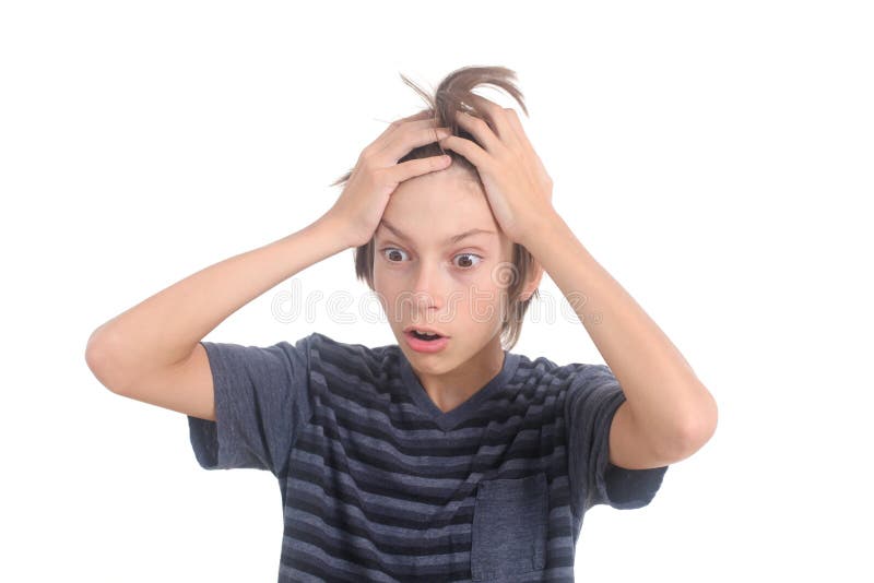 Stressed Out Boy Thinking and Worrying Stock Image - Image of little ...