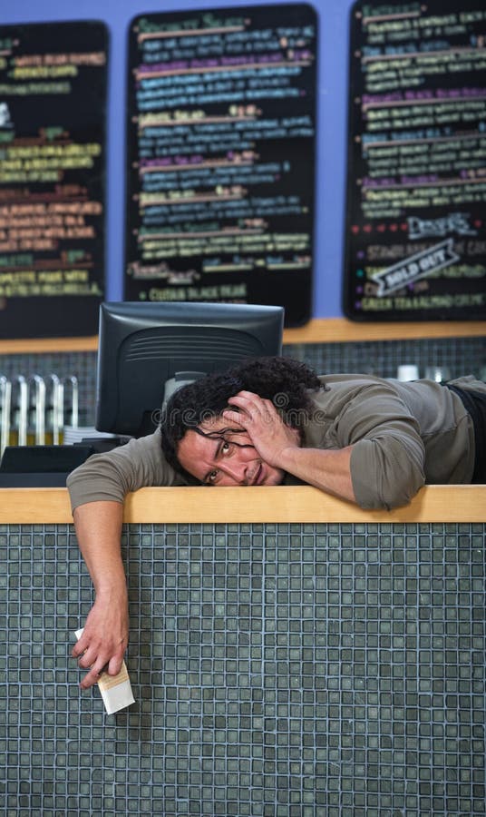 Stressed Out Cafe Owner stock image. Image of male, alone - 34216461