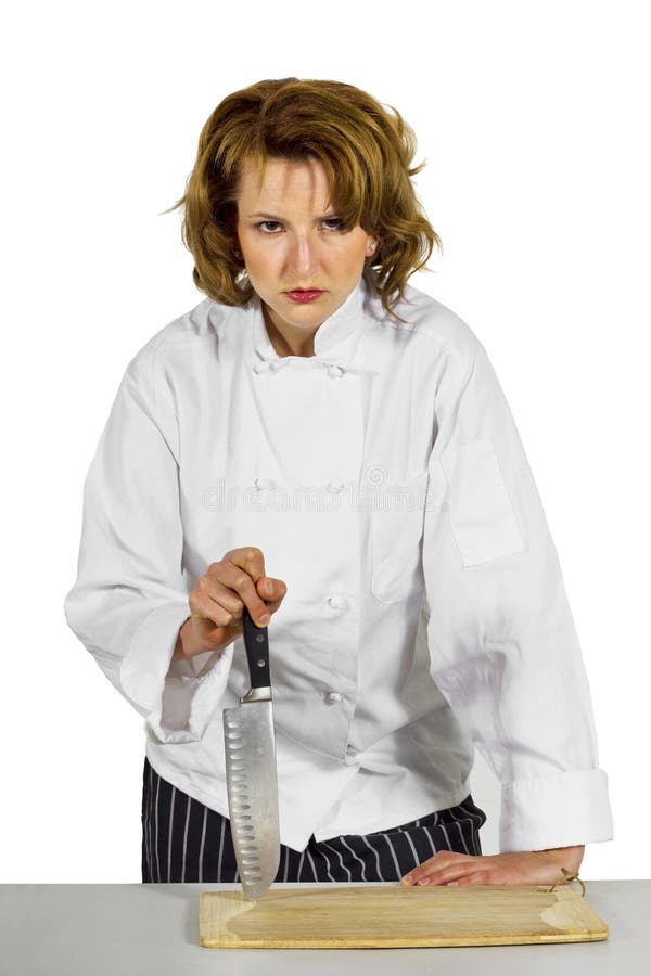 Stressed out female chef stock image. Image of counter - 25041449