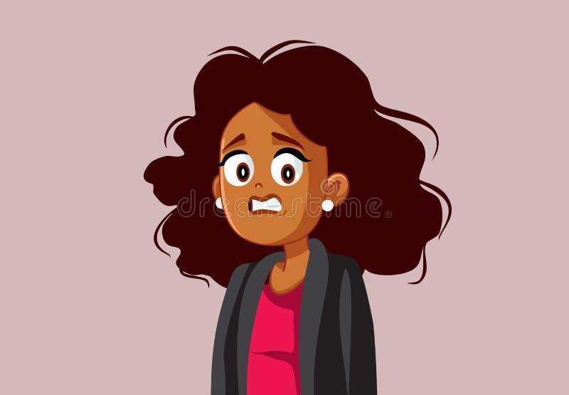 Confused And Stressed Woman Feeling Anxious Vector Cartoon Illustration