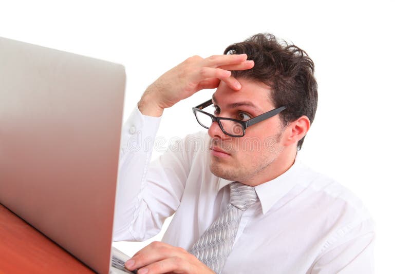 Stressed Out Young Man with Computer Stock Image - Image of technology ...