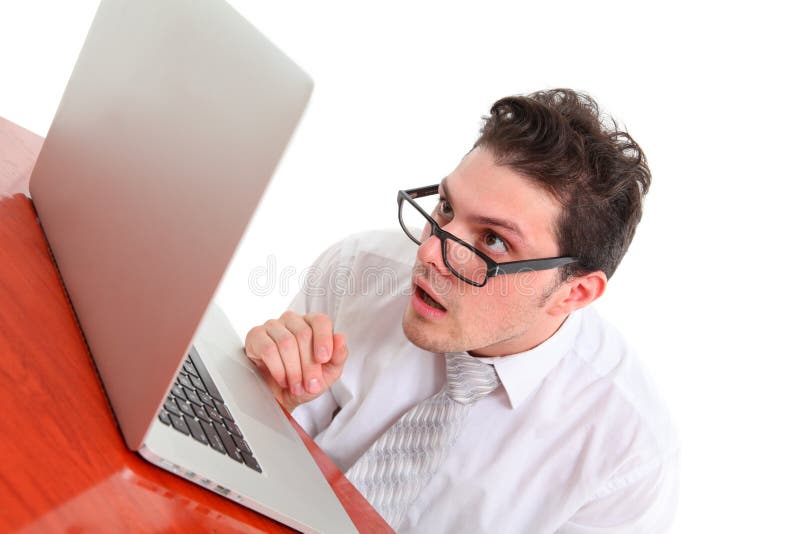 Stressed Out Man with Computer Stock Photo - Image of frustrated ...
