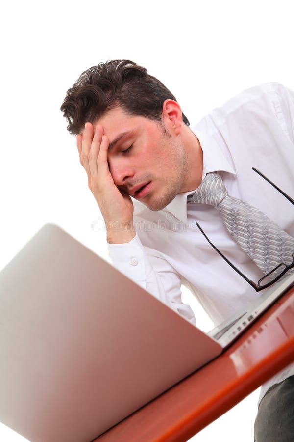 Stressed Out Man with Computer Stock Photo - Image of frustrated ...