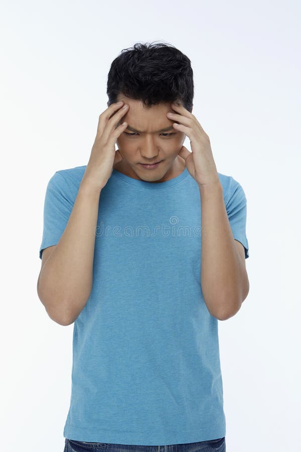 Stressed Out Man Touching His Forehead Stock Photo - Image of ...
