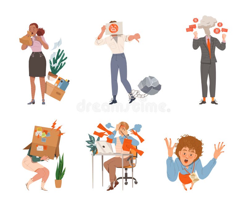 Stressed Out Office Employees Overwhelmed with Loads of Duties and ...