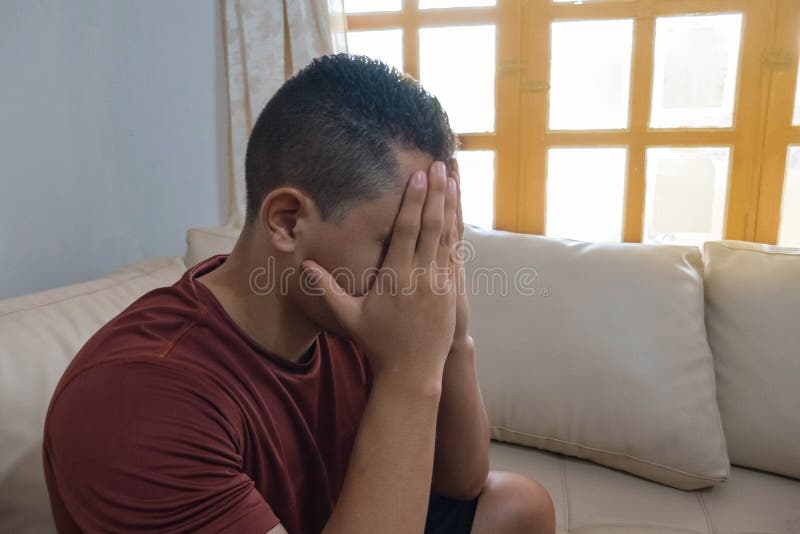 Stressed Out, Sad and Tired Man at Home Stock Photo - Image of ...