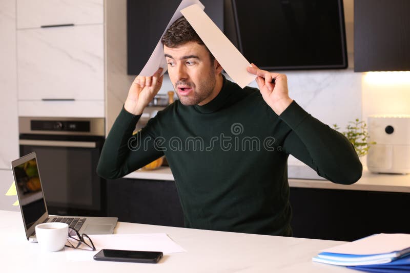 Stressed Out Working in Home Office Stock Photo - Image of entrepreneur ...