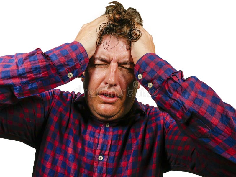 Stressed and Overwhelmed Man Screaming and Pulling Hair in Crazy Stress ...