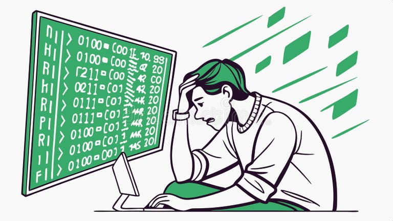 Stressed Person at Computer, Work Overload Concept, Office Life Vector ...