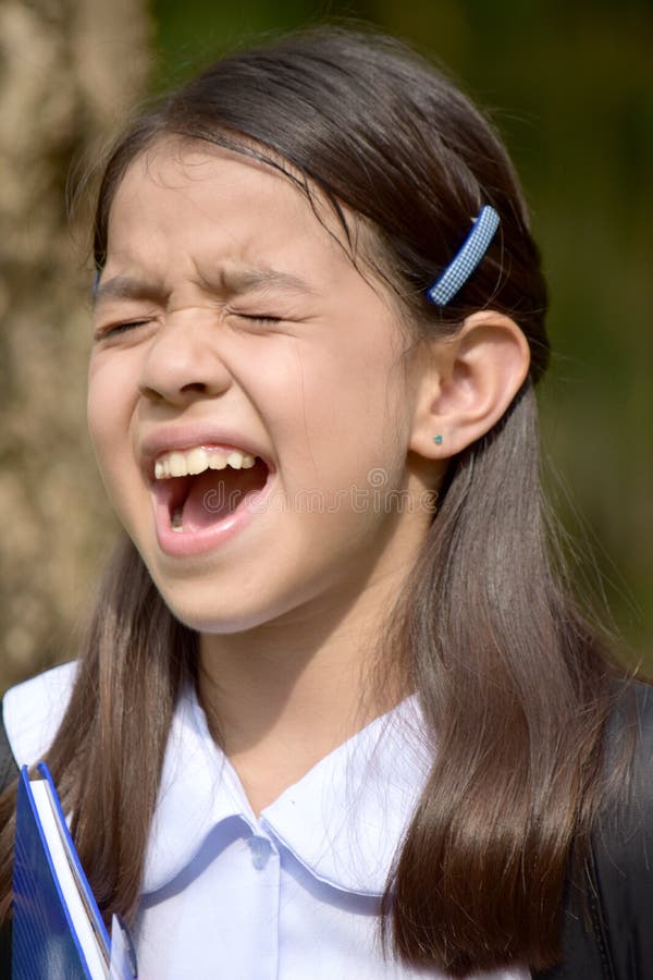Stressed Prep Person Wearing School Uniform with Notebooks Stock Photo ...