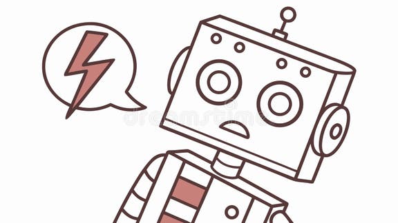 Stressed Robot with Lightning, Malfunctioning AI, Tech Error Icon ...