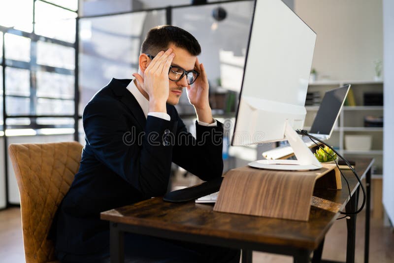 Stressed Sad Business Man stock image. Image of office - 241707649