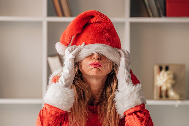 Stressed Santa Behind Schedule Stock Image - Image of person, presents ...