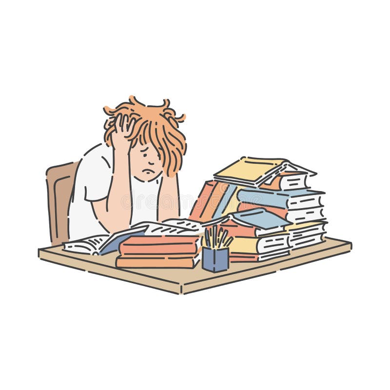 Stressed College Student Cartoon