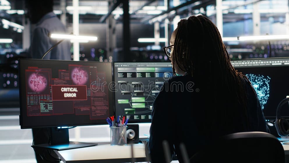 Stressed Server Hub Admin Worried by Malfunctioning Data Analytics AI ...