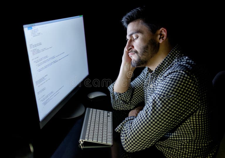 Stressed Software Developer with Computer at Home Office Stock Photo ...