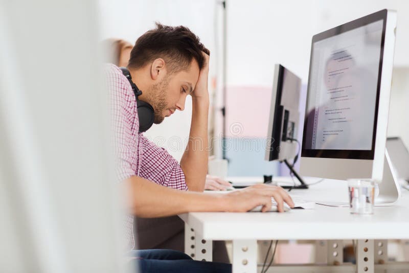 Stressed Software Developer at Office Stock Image - Image of indoors ...