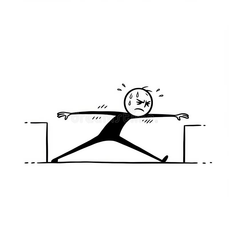 Stressed Stick Figure Struggling between Barriers Stock Illustration ...