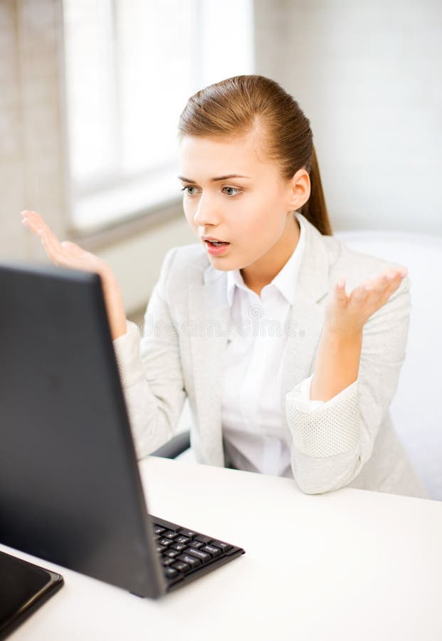 Stressed Student with Computer in Office Stock Photo - Image of ...