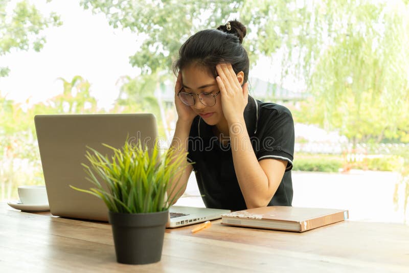 Stressed Student Feeling Sudden Pain after Long Using Laptop for Study ...