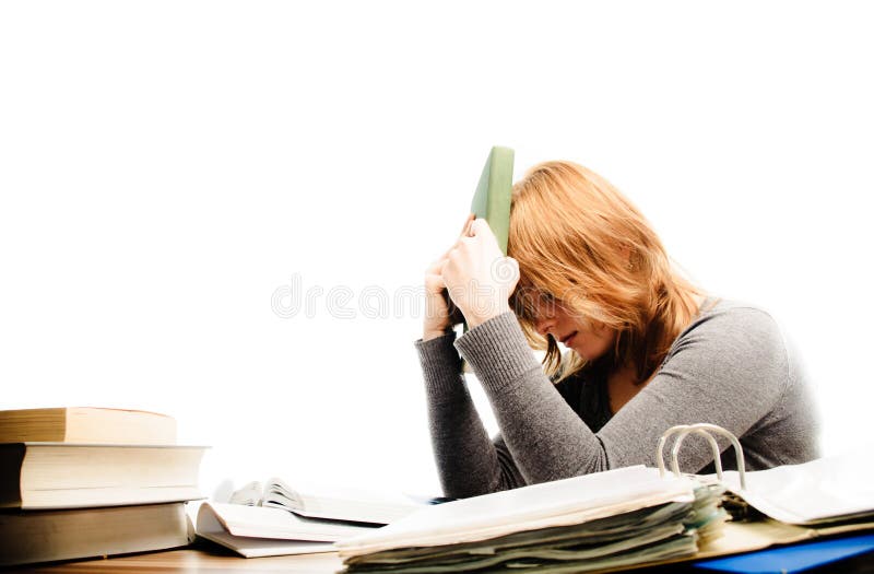 Stressed Student Revising for an Exam Stock Photo - Image of lady ...