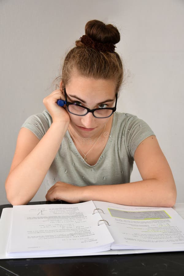 Female Student Learning for Exam Stock Photo - Image of booklet ...