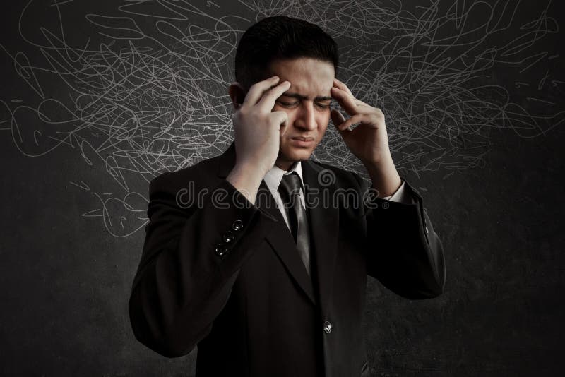 Stressed and Thinking Businessman Expression Stock Image - Image of ...