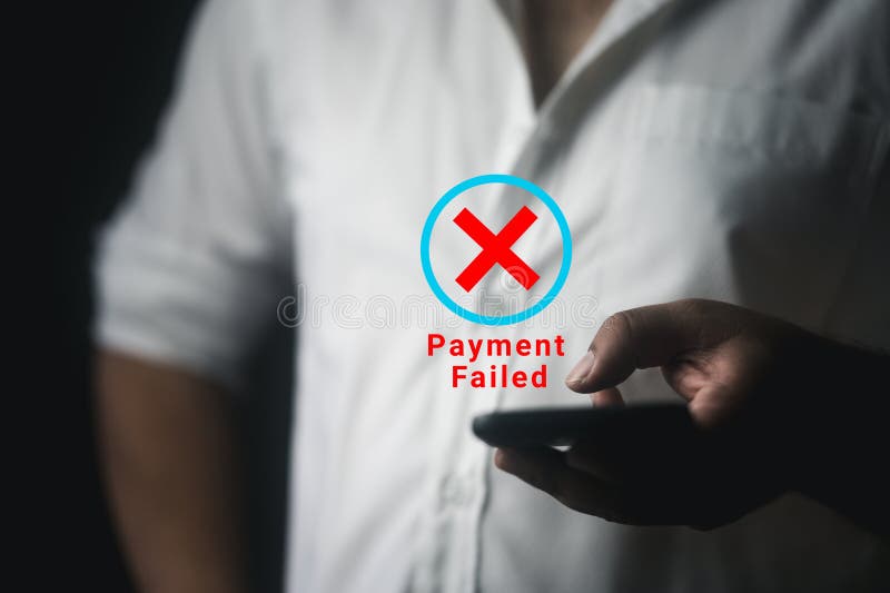 Stressed Unhappy Man Looking at Phone Screen with Payment Failed ...