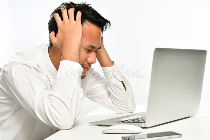 Stressed Business Man Working on a Computer Stock Image - Image of ...