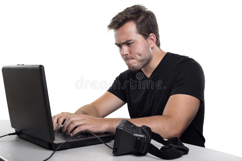 Stressed Virtual Reality Developer Stock Image - Image of burned ...