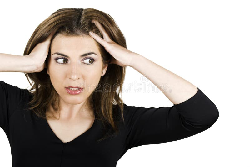 Stressed woman stock photo. Image of glare, person, hands - 5948536