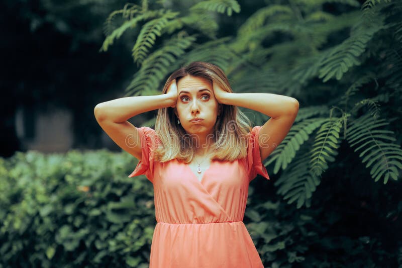 Stressed Woman Feeling Exasperated at Garden Party Stock Photo - Image ...