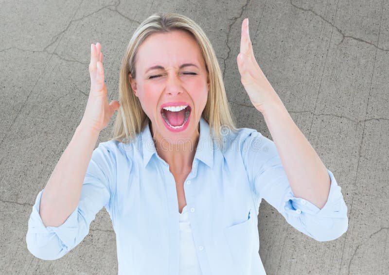 Stressed Woman in Front of Cracking Stone Stock Photo - Image of female ...