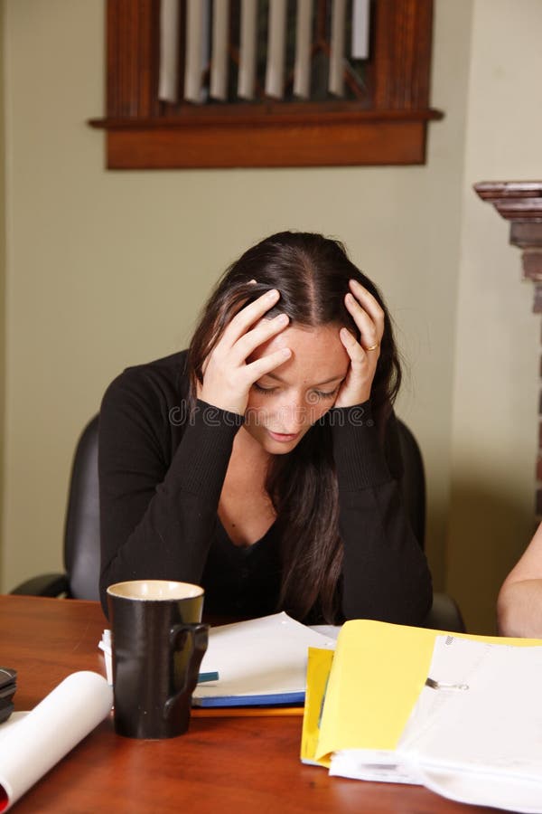 Stressed woman at work stock photo. Image of woman, anxiety - 19482750
