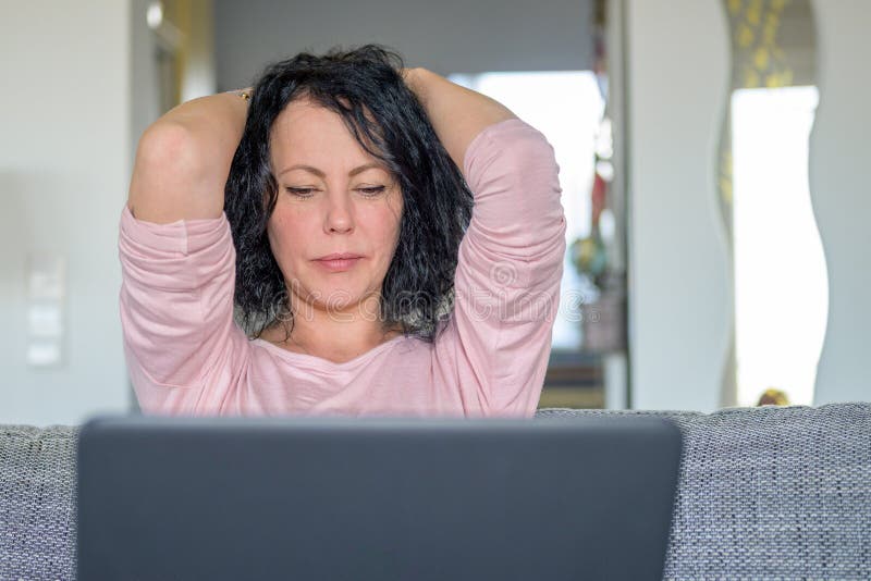 Stressed Woman Working on Computer Stock Photo - Image of symptom ...
