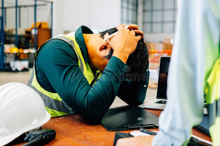 Stressed Worker with Hard Work, Worker with Impression Portrait Stock ...