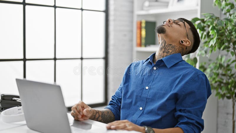 Stressed Young Latin Business Worker, Man Sweating Bullets Overwork ...