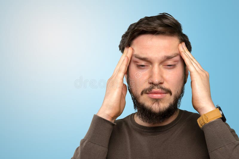 Stressed young man stock photo. Image of pushed, stress - 66547972