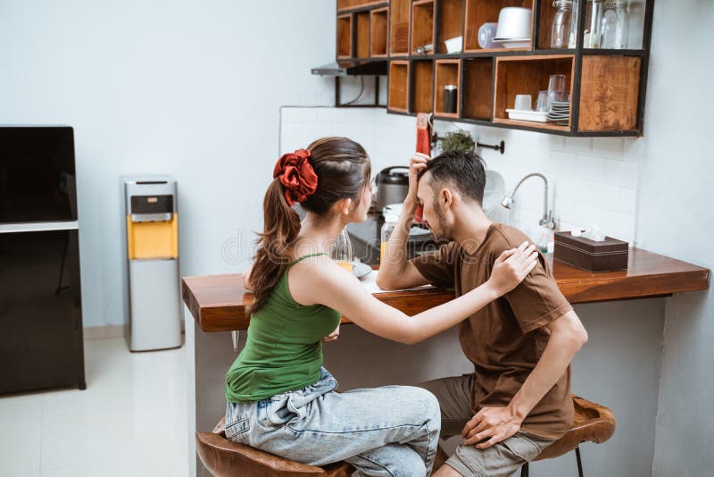 Stressed Young Men and Young Women Facing Problems while Chatting Stock ...