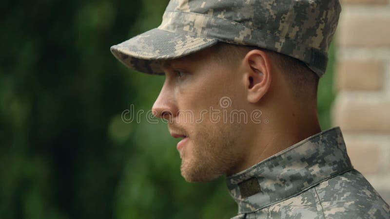 Handsome USA Soldier in Military Uniform Holding Happy Daughter ...