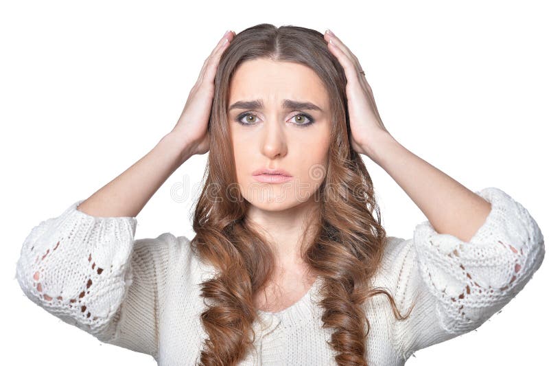 Stressed young woman stock image. Image of troubled, emotions - 86315453