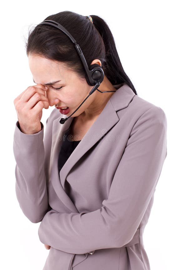 Stressful Customer Service Staff Stock Image - Image of person ...